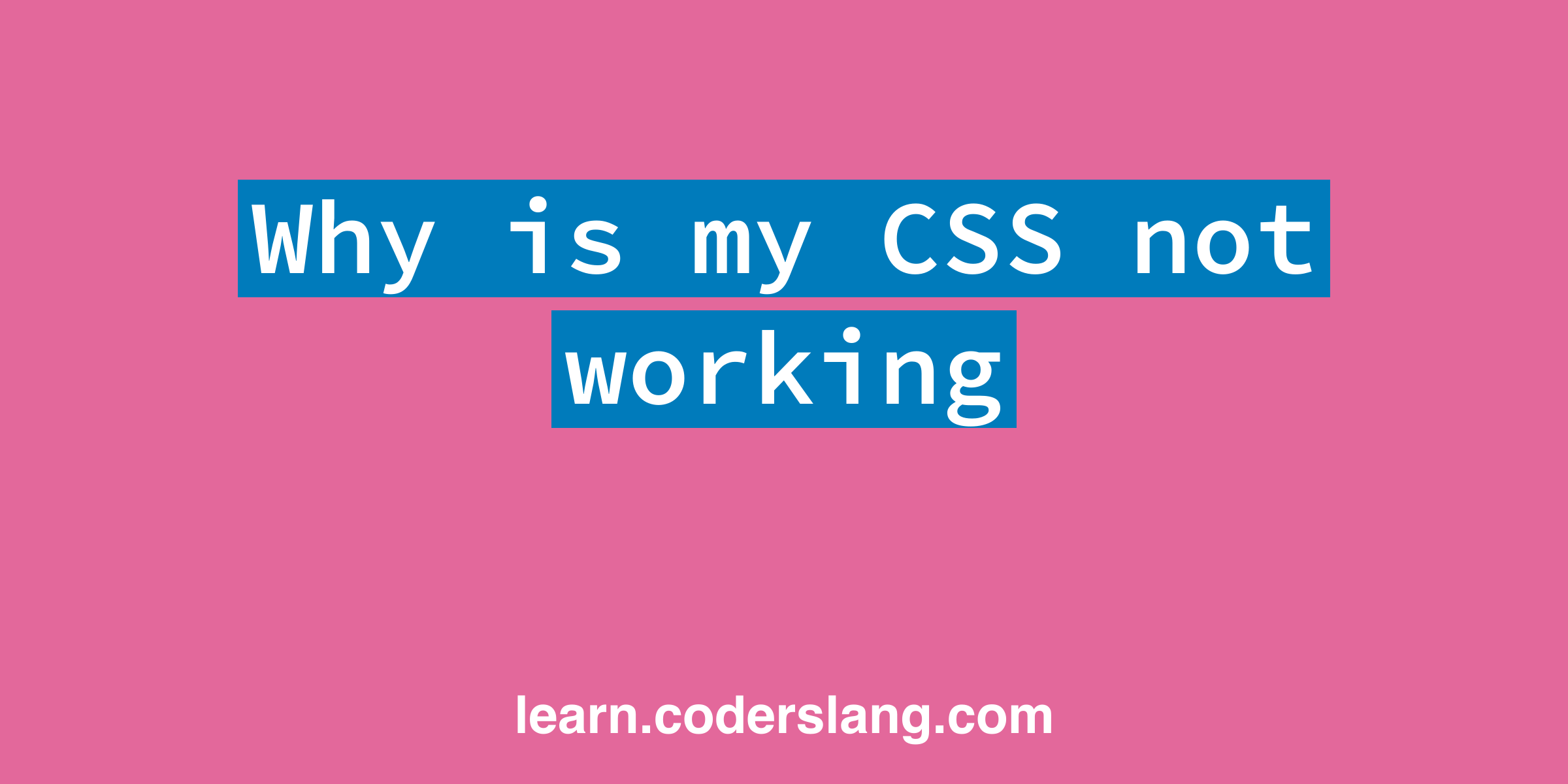 Why Is My CSS Not Working